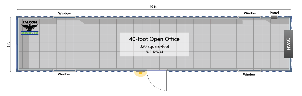 40' Container Office Floor Plans | 40' Dimensions