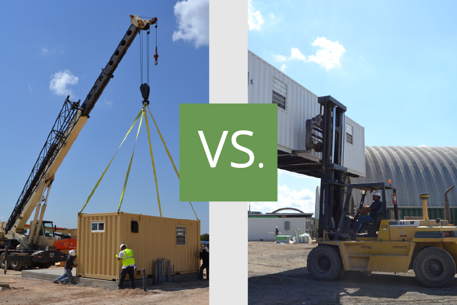 Crane or Forklift? Correctly Transport and Set Up Cont..... | Falcon Blog